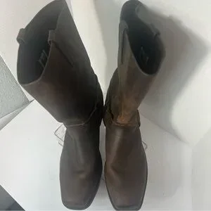 Frye | Shoes | Frye Gaucho Oiled Brown Conway Leather Harness Moto ...
